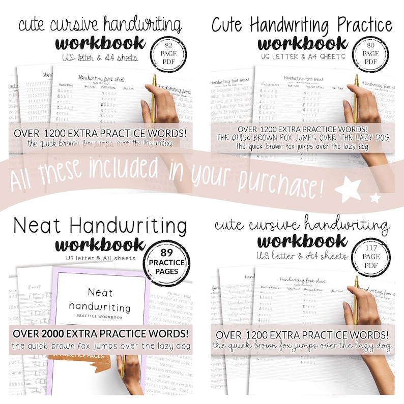 WHOLE SHOP Lifetime Access Handwriting Workbook Bundle - One Time ...