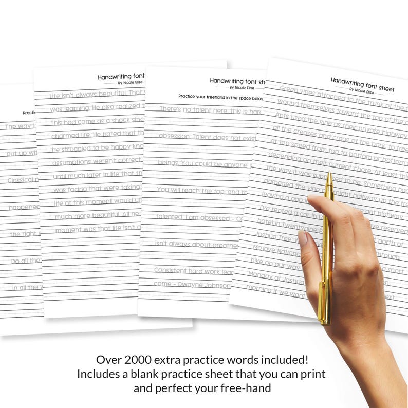 94 Page Journaling Hand Writing Practice Workbook Sheet Printable Guide ...