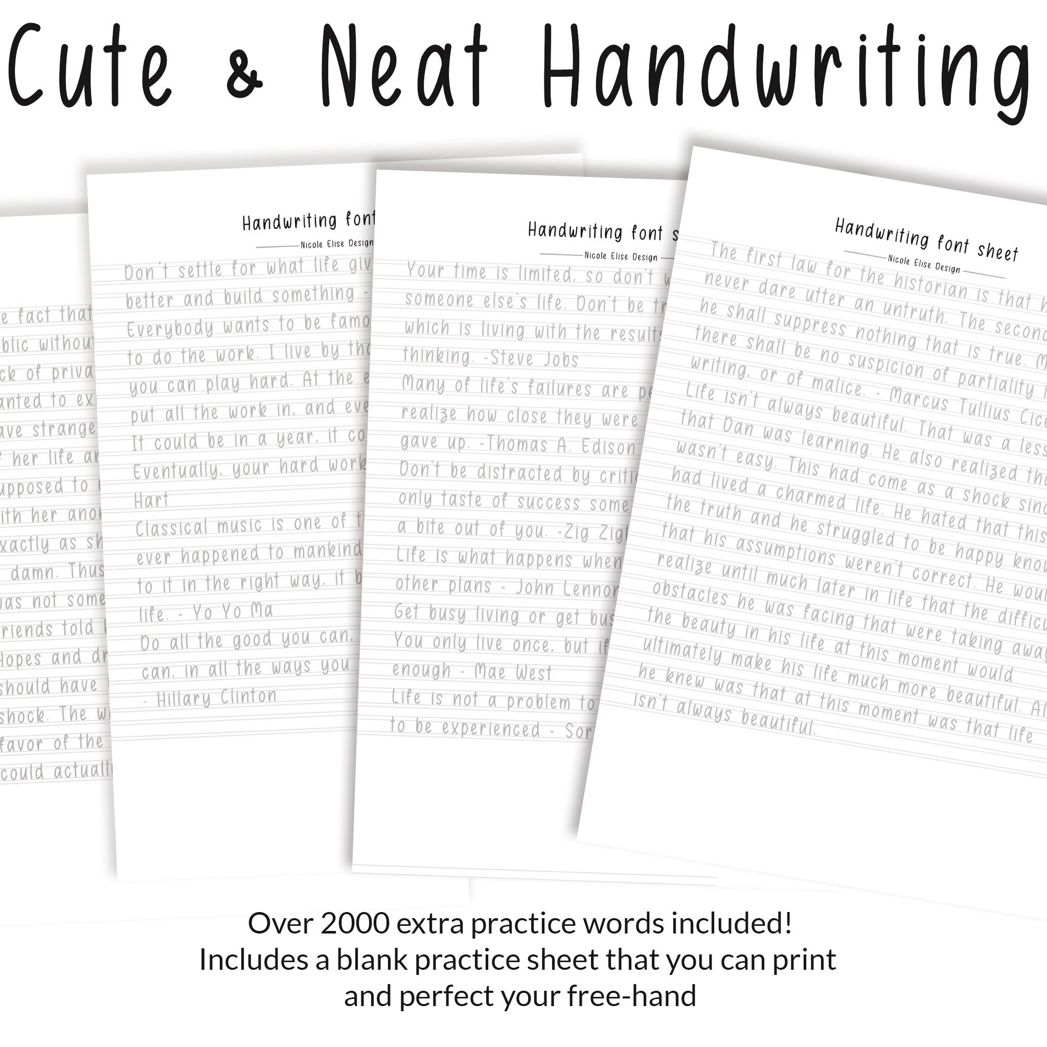 93 Page Cute & Neat Hand Writing Workbook Practice Sheet - Etsy