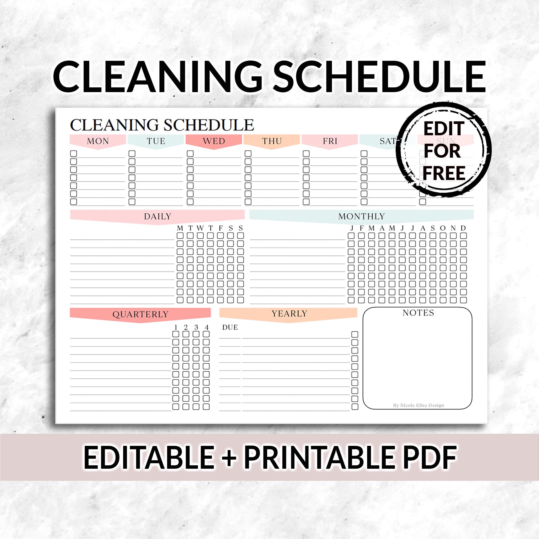 EDITABLE Cleaning Checklist for Family | Chore Chart Template | Daily ...