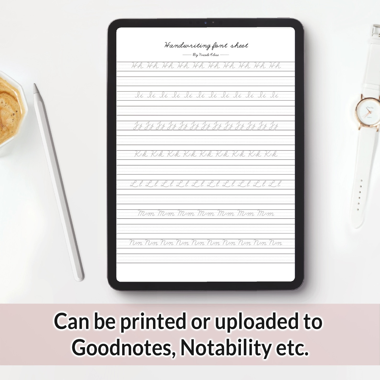 100 Page Modern Cursive Workbook Sheets Printable Alphabet iPad ...