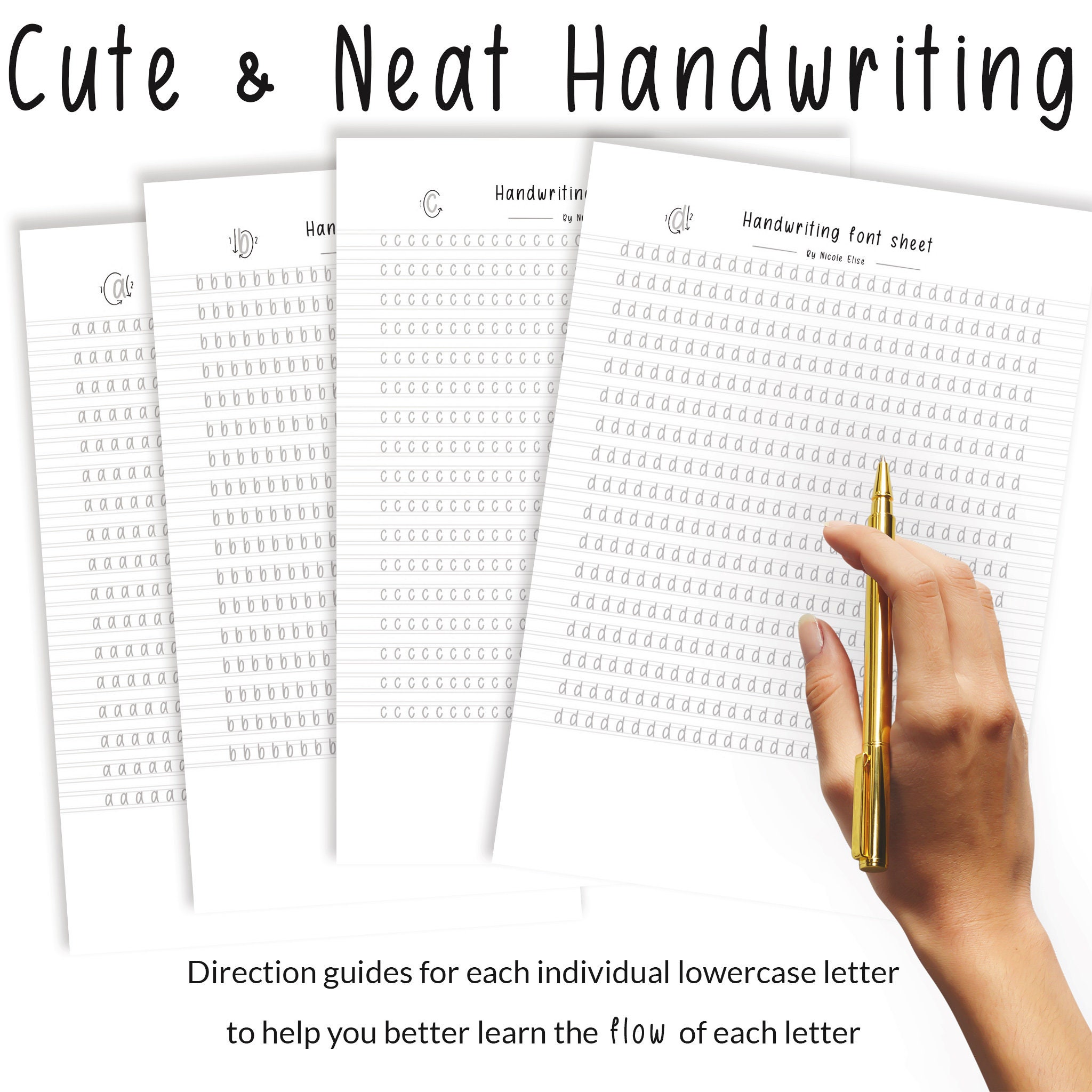 93 Page Cute & Neat Hand Writing Workbook | Practice Sheet Guide ...
