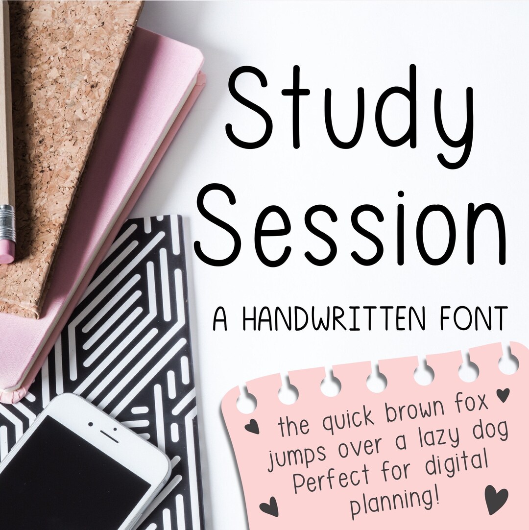 Study Session Handwritten Font for Note Taking, Cute Neat Writing ...