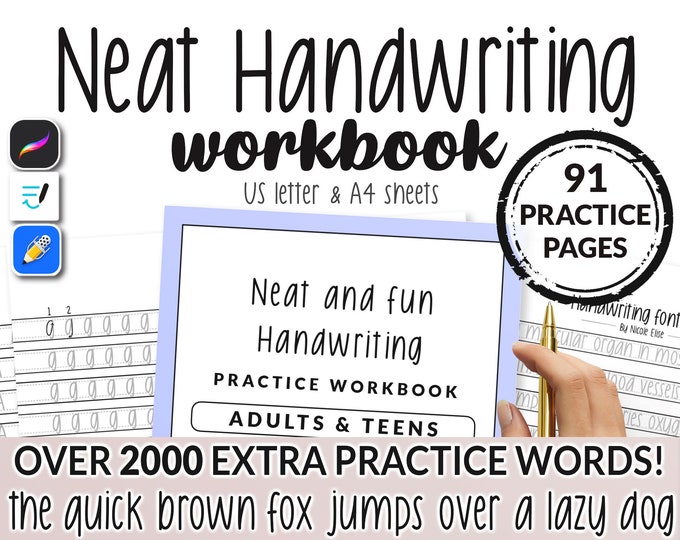 91 Page Neat & Fun Hand Writing Workbook | Practice Sheet Printable ...