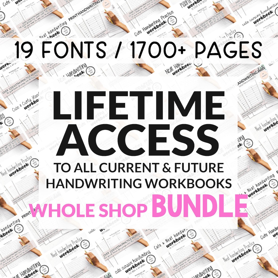 WHOLE SHOP Lifetime Access Handwriting Workbook Bundle - One Time ...