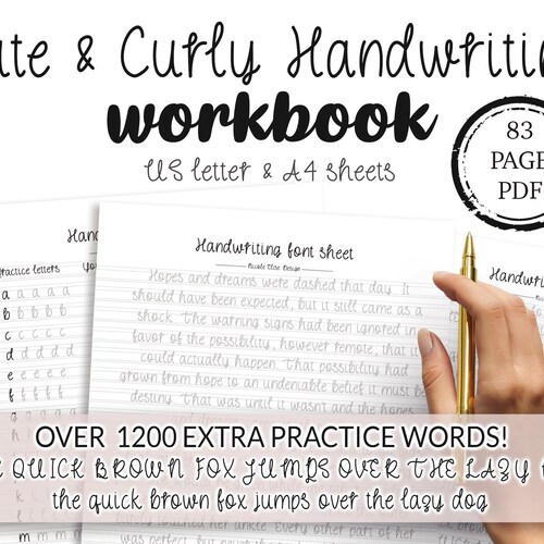 102 Page Cozy Study Hand Writing Practice Workbook Sheet - Etsy