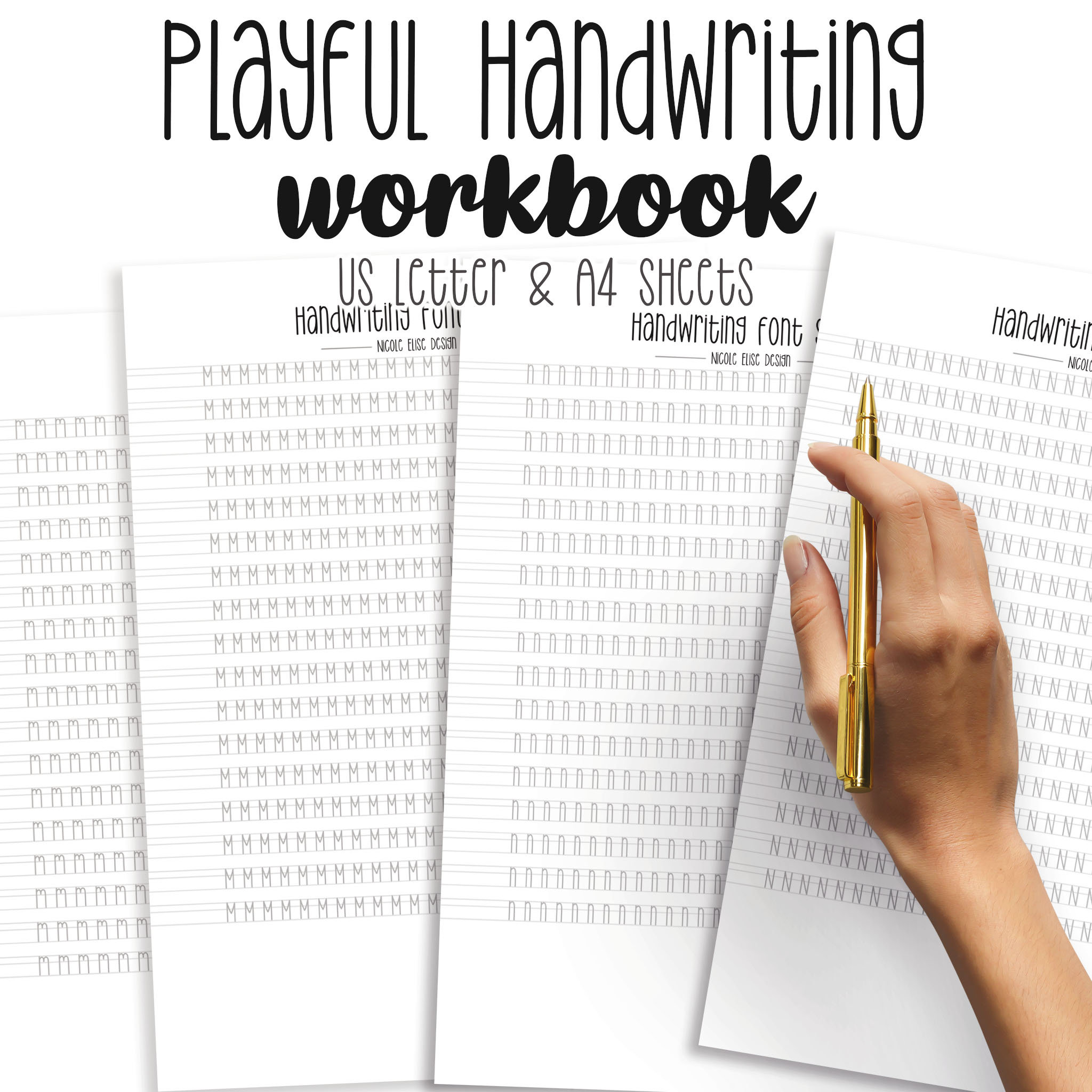 82 Page Playful Font Neat Handwriting Practice Sheet PDF - Etsy