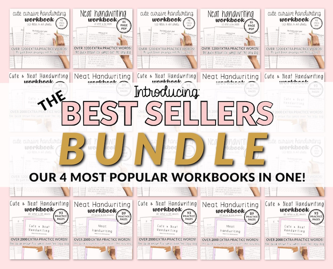 Our 4 BEST SELLERS! Neat Handwriting Practice Workbook Bundle Font ...