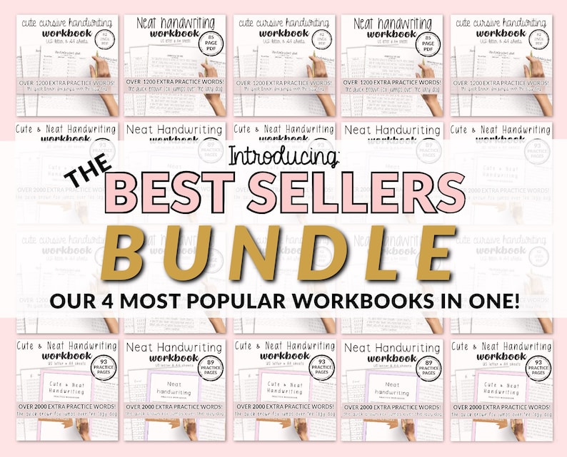 Our 4 BEST SELLERS! Neat Handwriting Practice Workbook Bundle Font ...