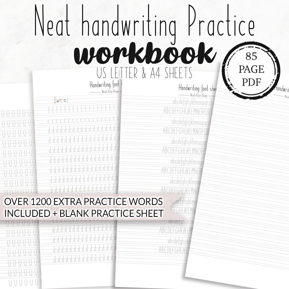 85 Page Tall & Thin Workbook Sheets Printable Alphabet iPad Beginner ...