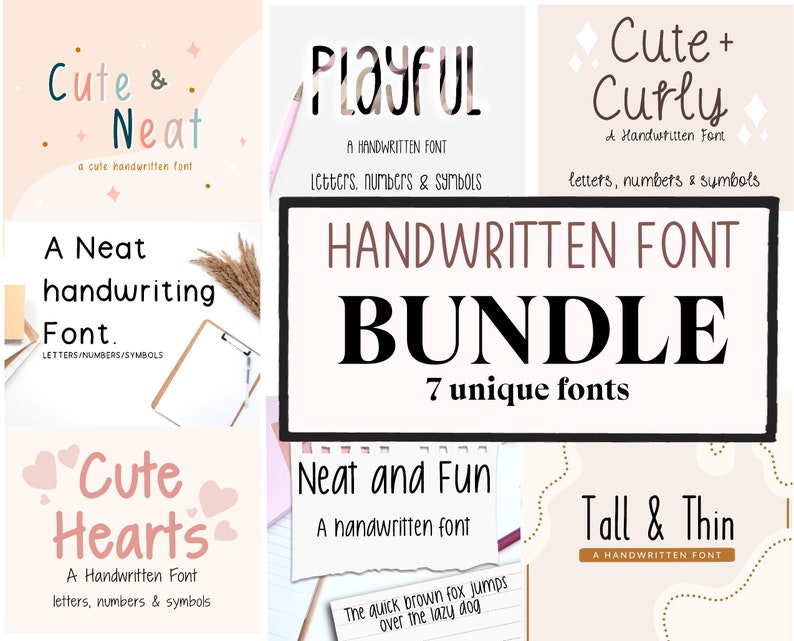 7 Fonts BUNDLE - Handwritten Font for Neat Writing | Written Student ...