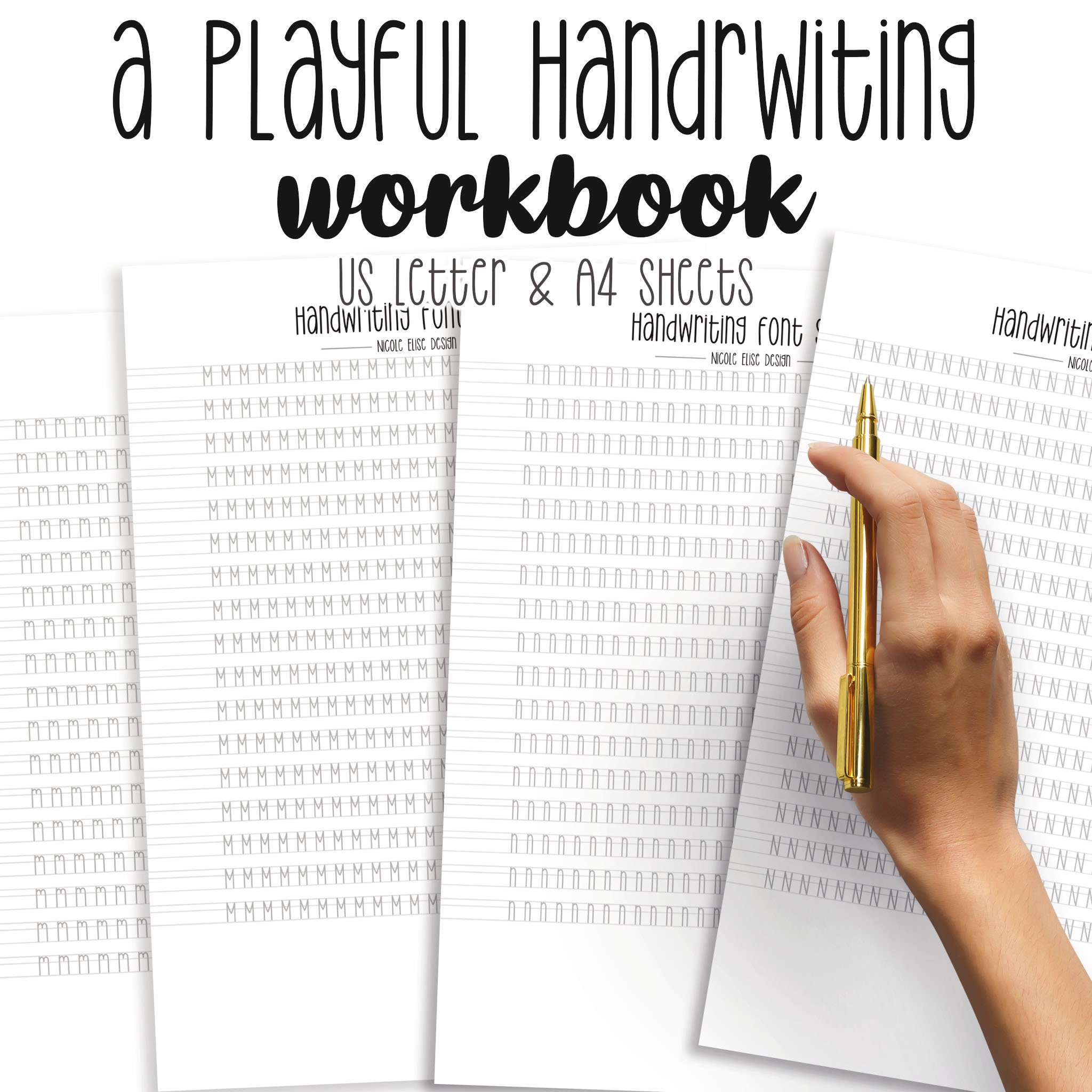 82 Page Playful Font Neat Handwriting Practice Sheet PDF - Etsy