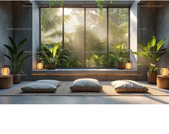Realistic Virtual Background of the Meditation Room With Big Windows ...