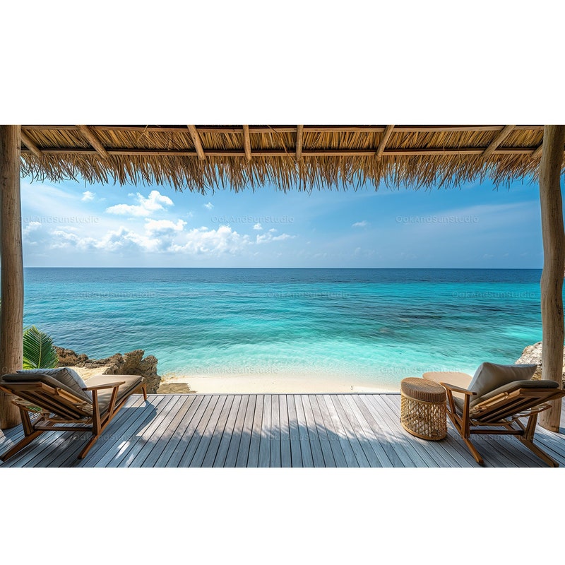 Beach Office Zoom Background - Etsy