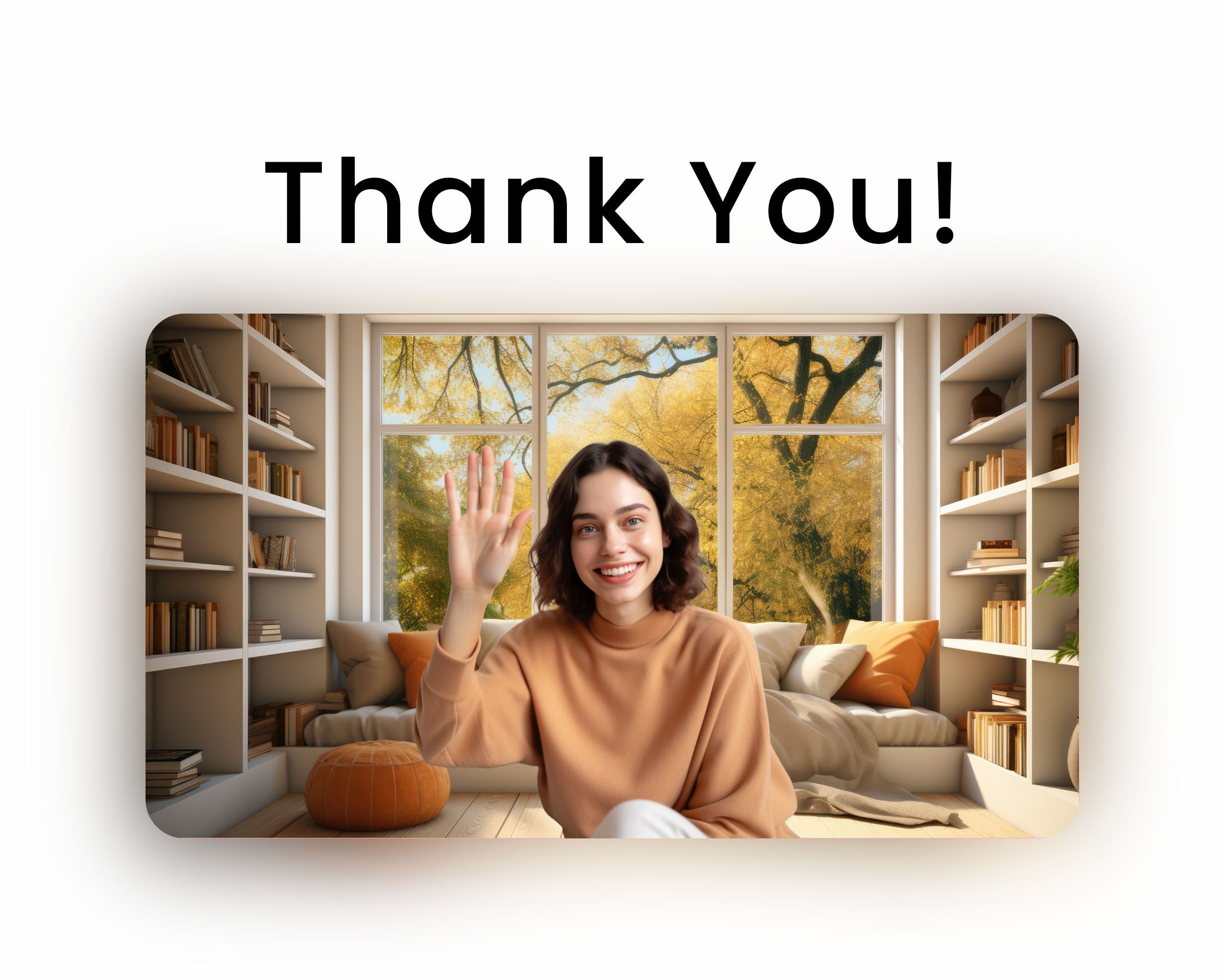 Realistic Virtual Background of Reading Corner With Bookcase in Autumn ...