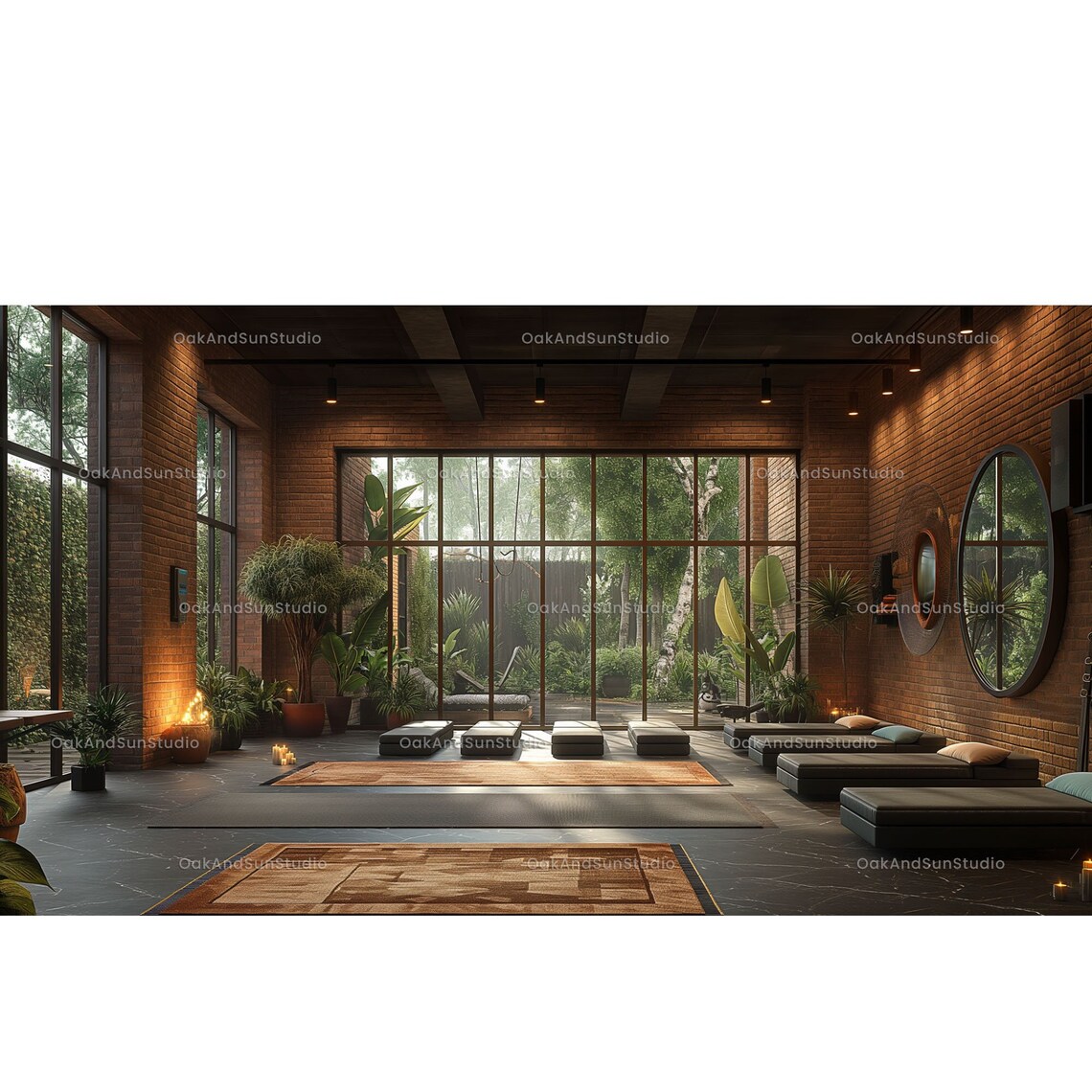 Realistic Virtual Background of the Meditation Room With Red Brick Wall ...
