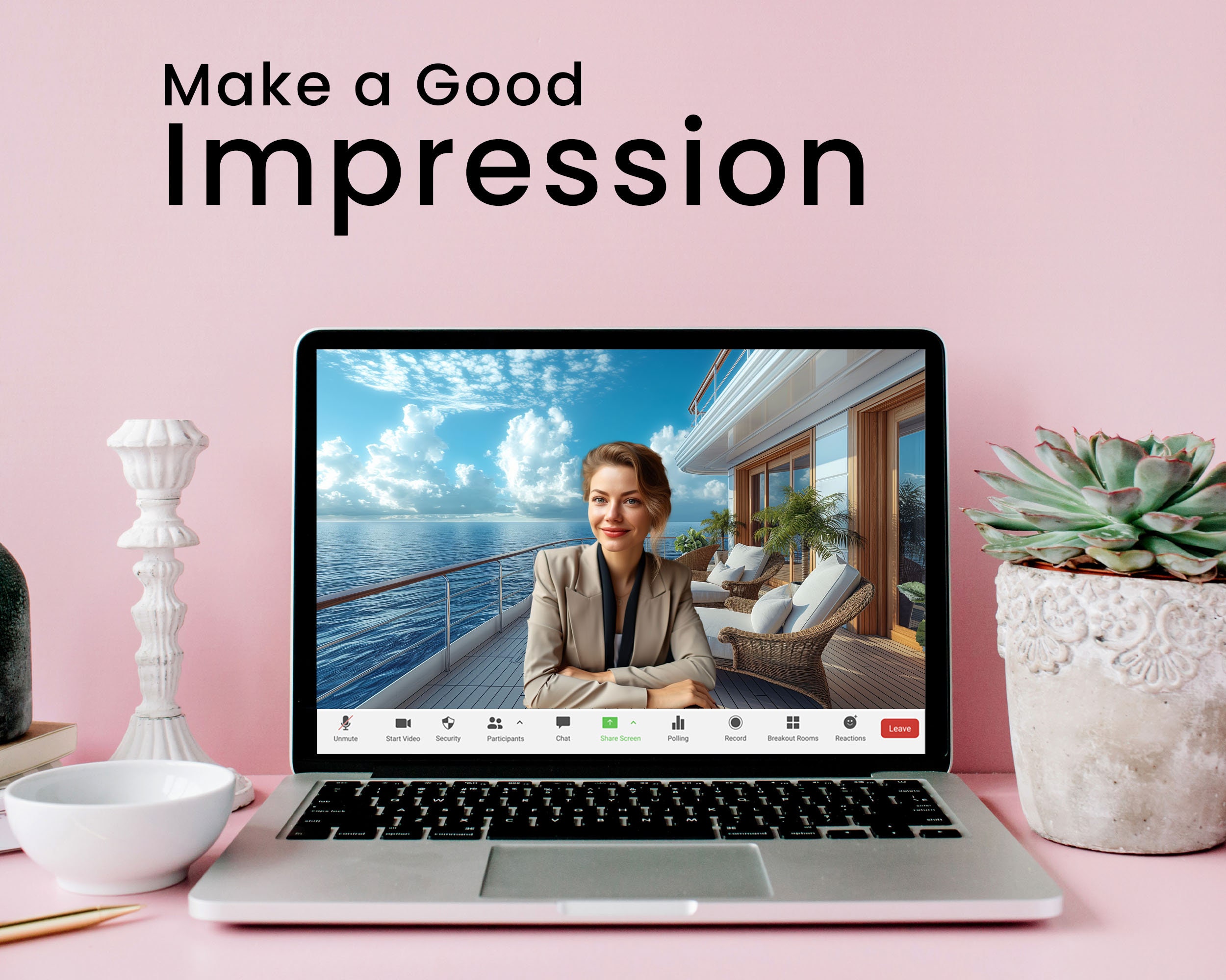 Zoom Background | Deck of Cruise Ship in the Ocean | Zoom Virtual ...