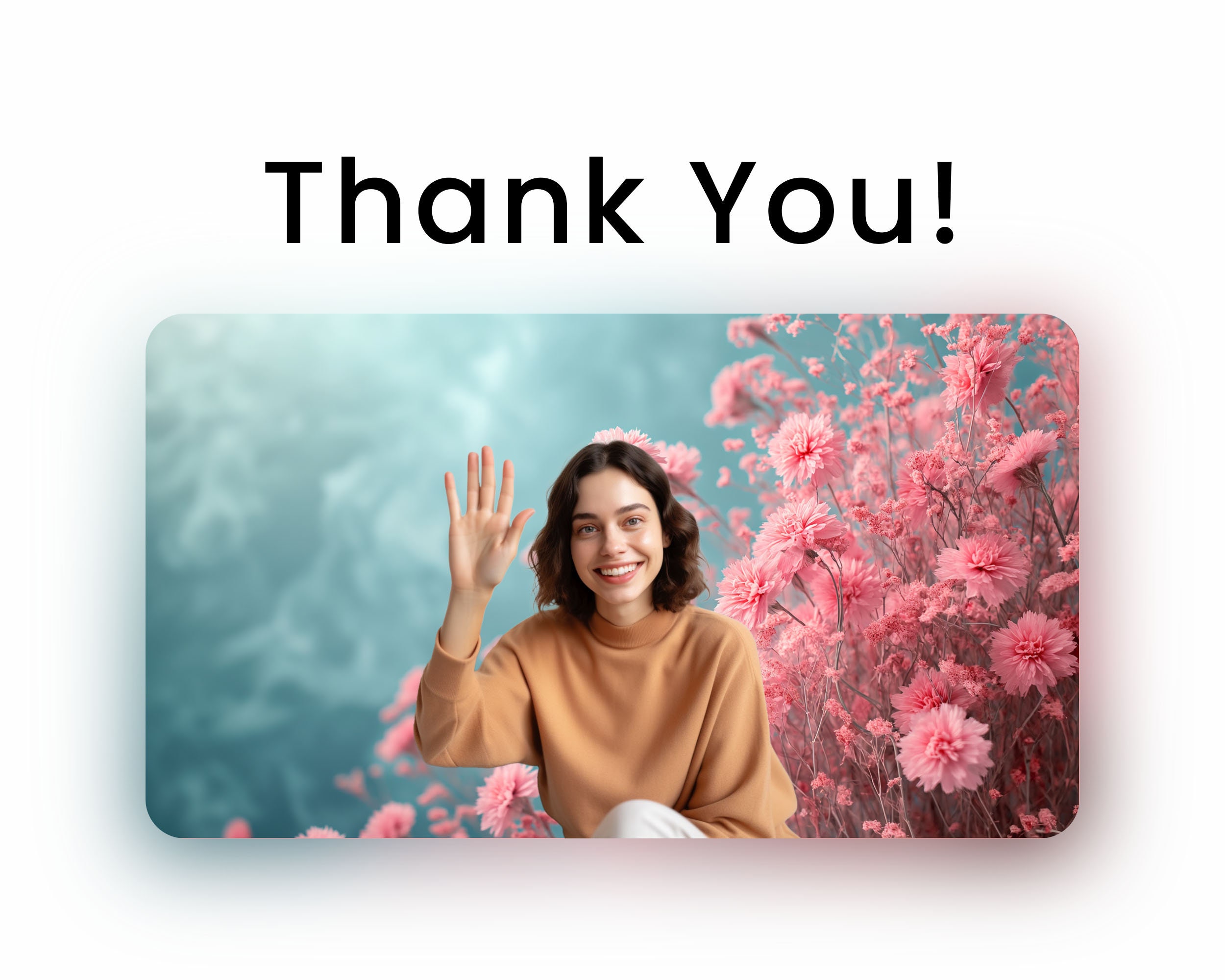 Realistic Virtual Background of Romantic Pink Flowers With Blue and ...