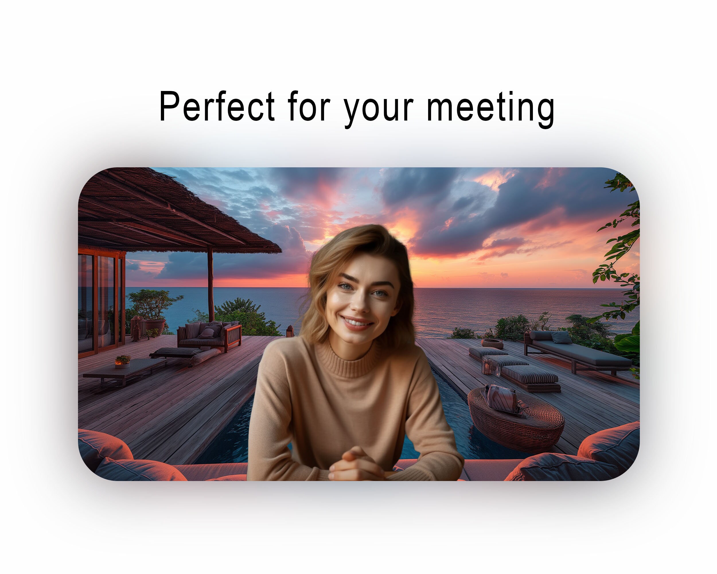 Realistic Virtual Background of Infinity Pool With Sunset in Bali ...