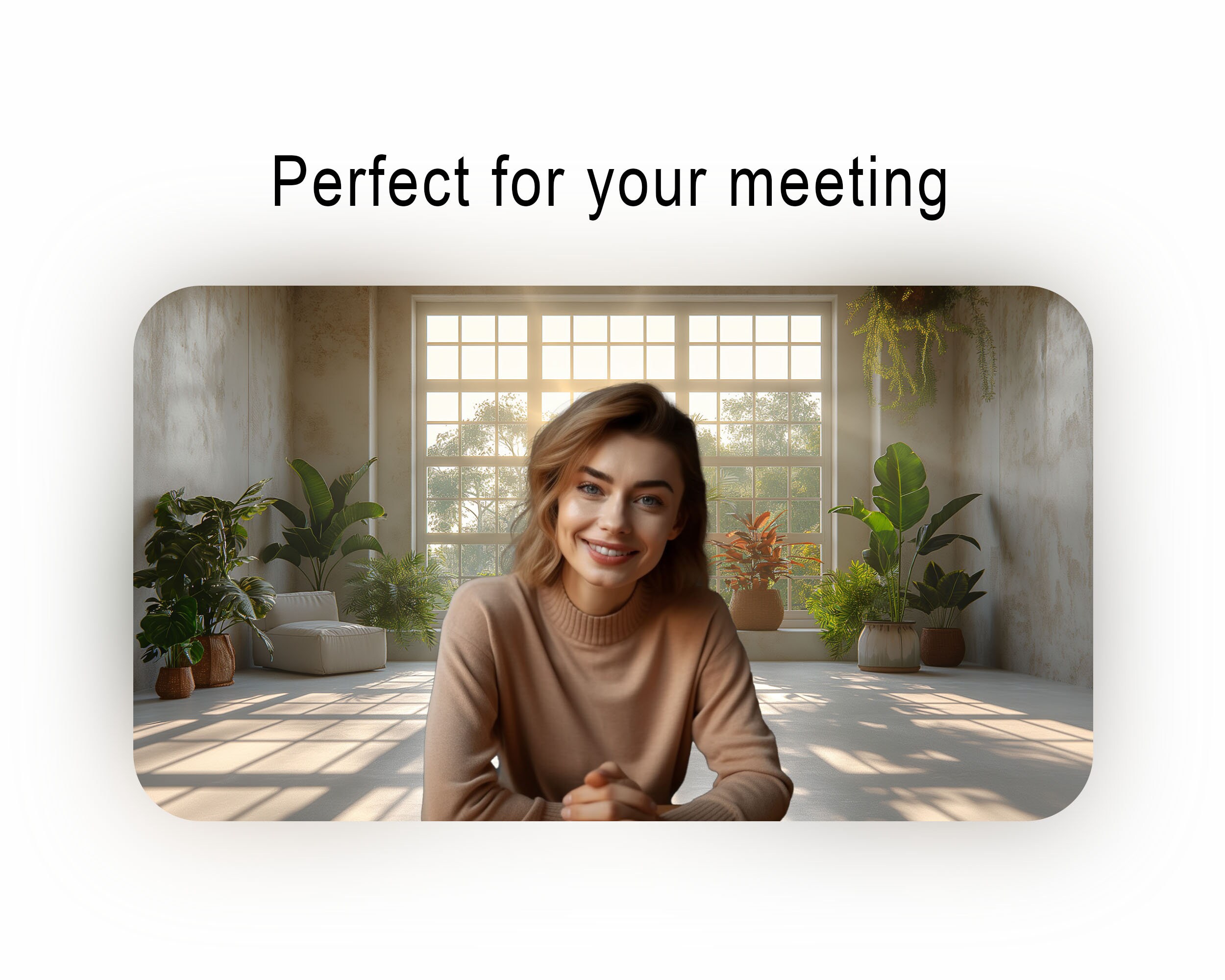 Realistic Virtual Background of French Style Divided Window With Plants ...