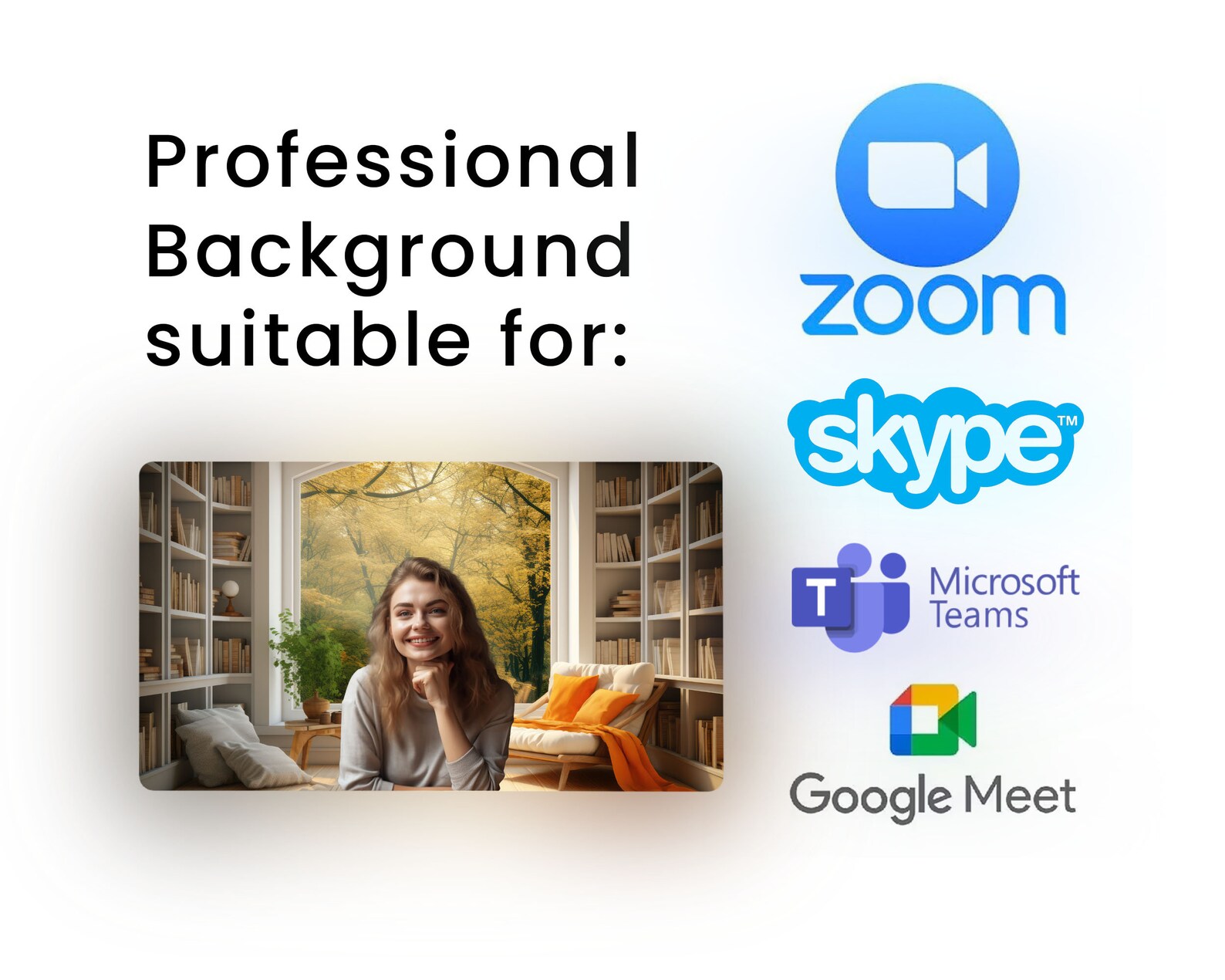 Zoom Background Bookshelf | Window Seat | Reading Corner | Bookcase ...