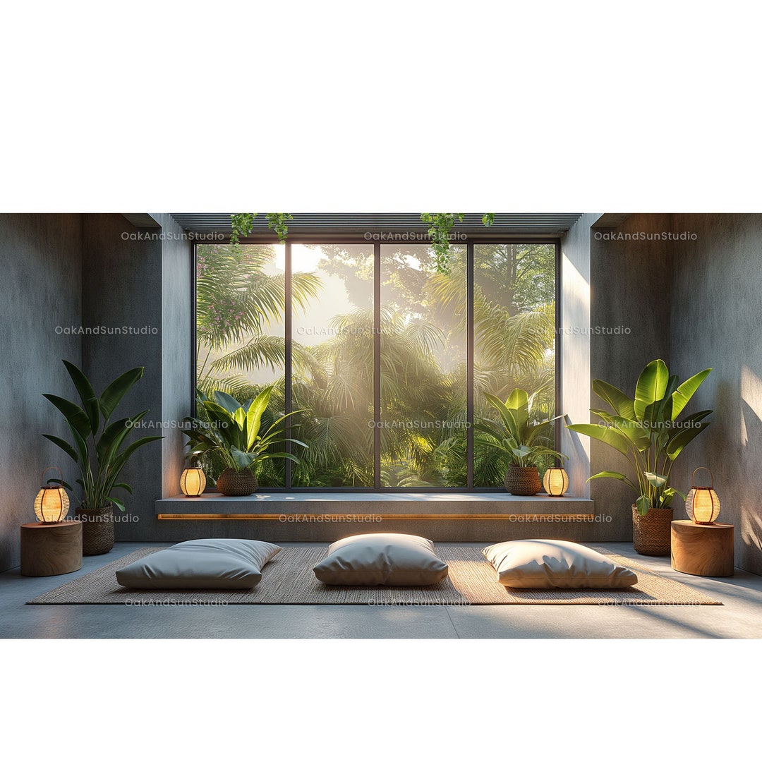 Realistic Virtual Background of the Meditation Room With Big Window ...