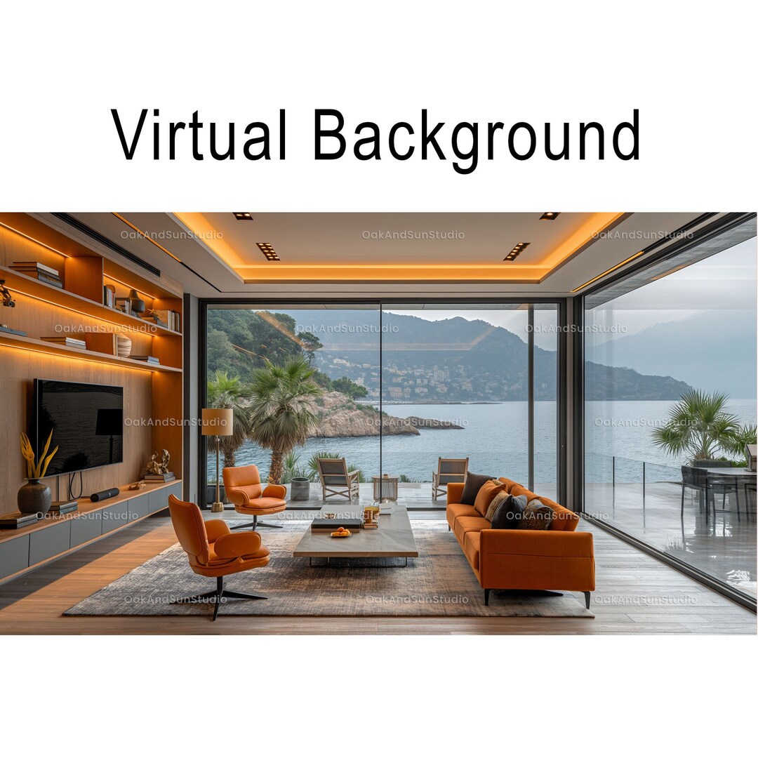 Realistic Virtual Background of Office With Sea and Mountains View ...