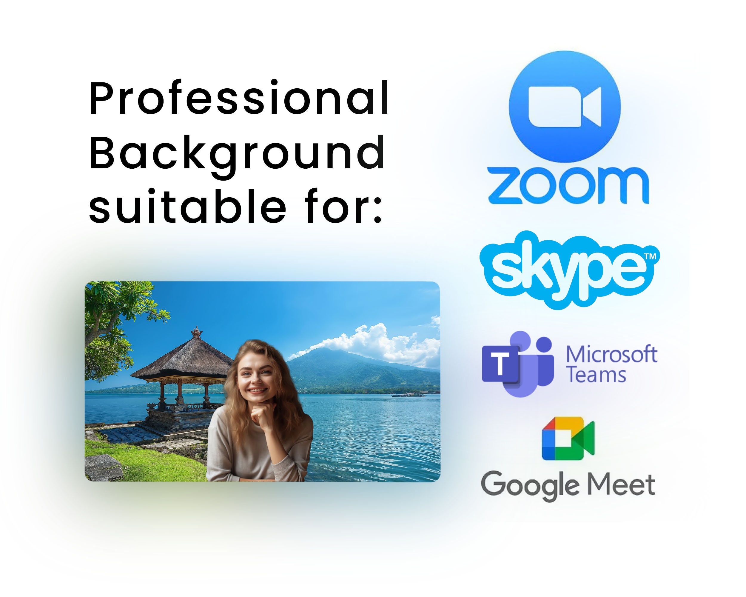 Bali Landscape Background for Zoom Zoom, Meet, Microsoft Teams Backdrop ...