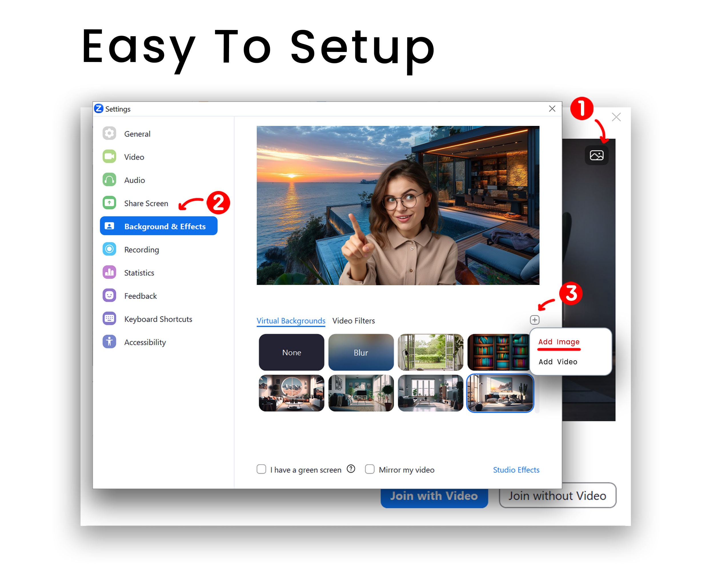 Realistic Virtual Background of Infinity Pool With Sunset in Bali ...