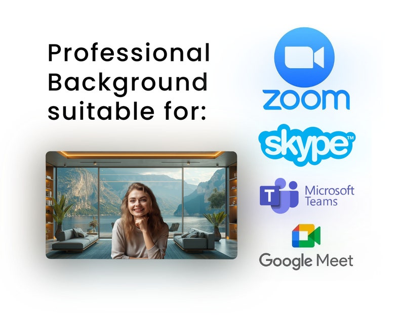 Realistic Virtual Background of Office With Sea and Mountains View ...