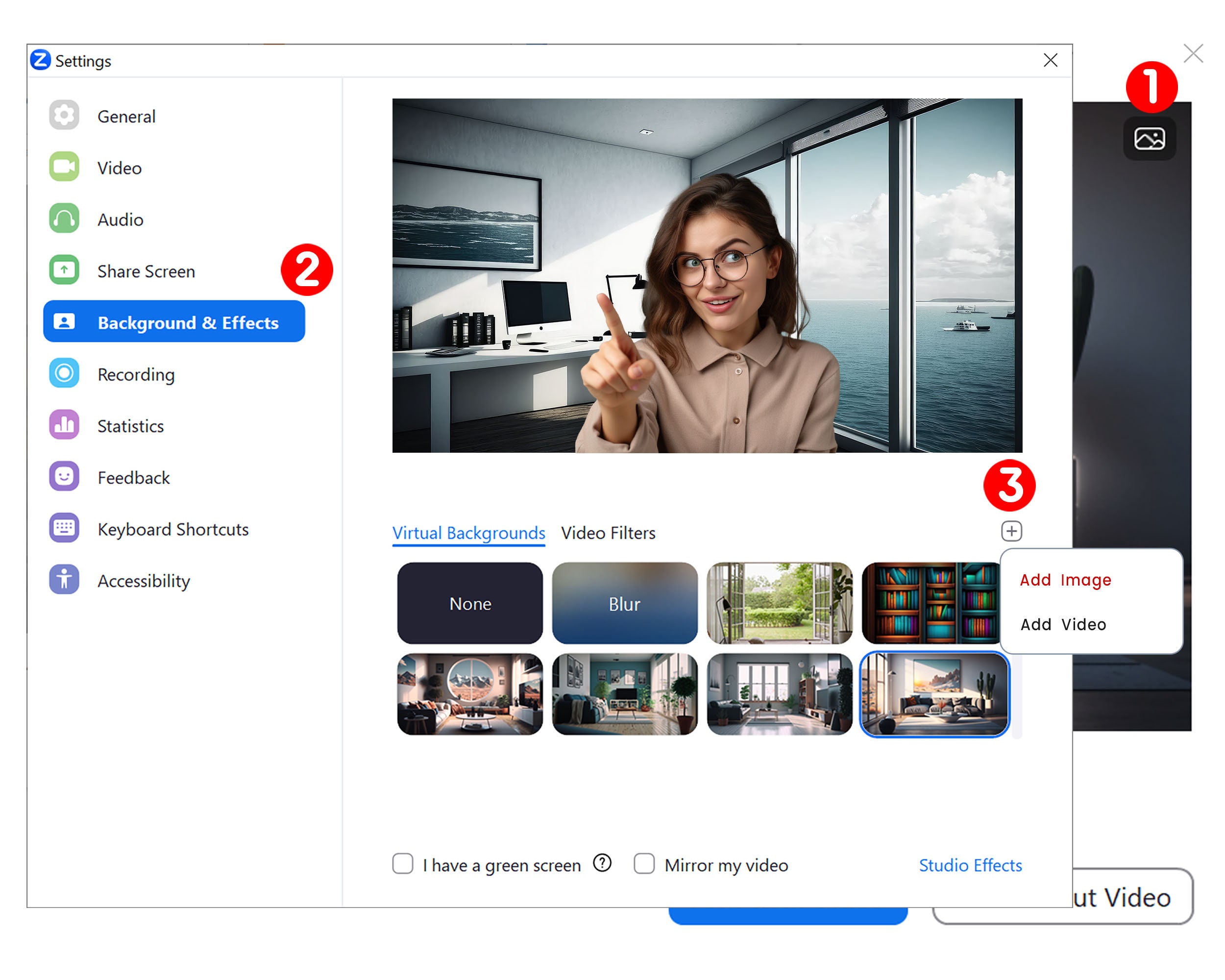 Sea View Office | Zoom Virtual Backgrounds | Microsoft Teams | Facebook ...