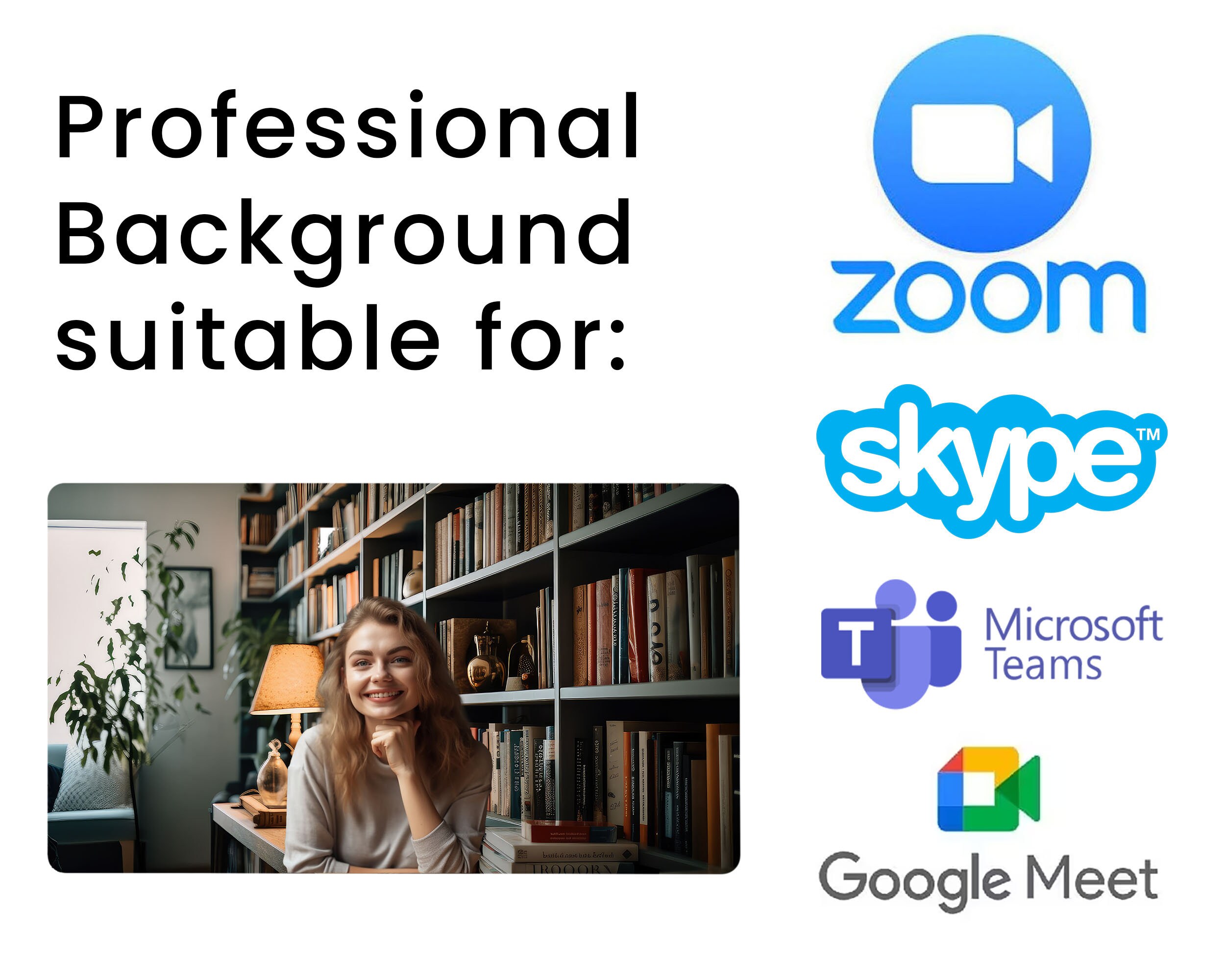 Zoom Background Bookshelf, Perfect for Reading Corner | Suitable for ...