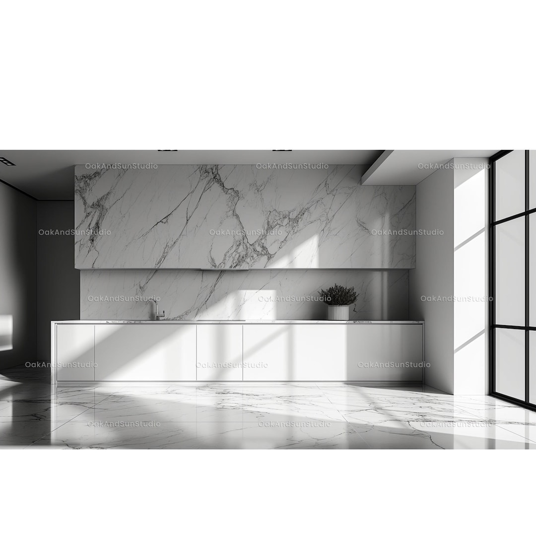 Virtual Background of White Marble Kitchen Wall | Suitable for Zoom ...