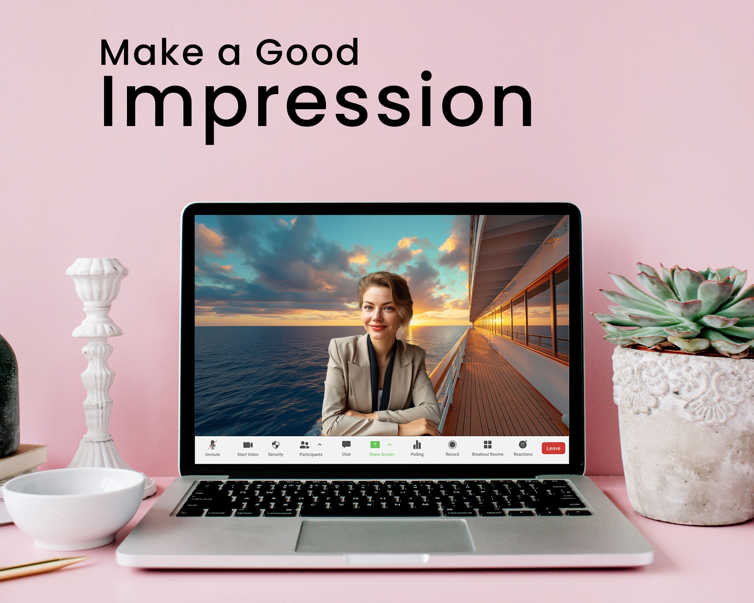 Zoom Background | Deck of Cruise Ship in the Ocean | Zoom Virtual ...