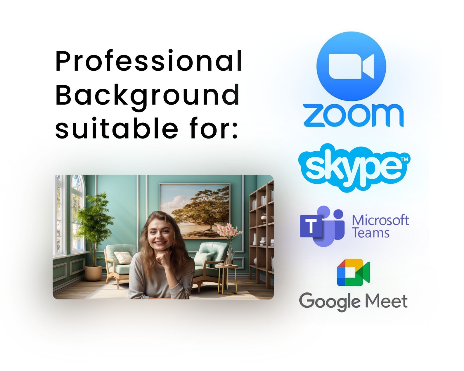 Realistic Virtual Background With a Psychotherapist Room View ...