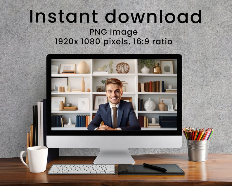 Zoom Background Bookshelf | White Bookshelf With Books and Souvenirs ...