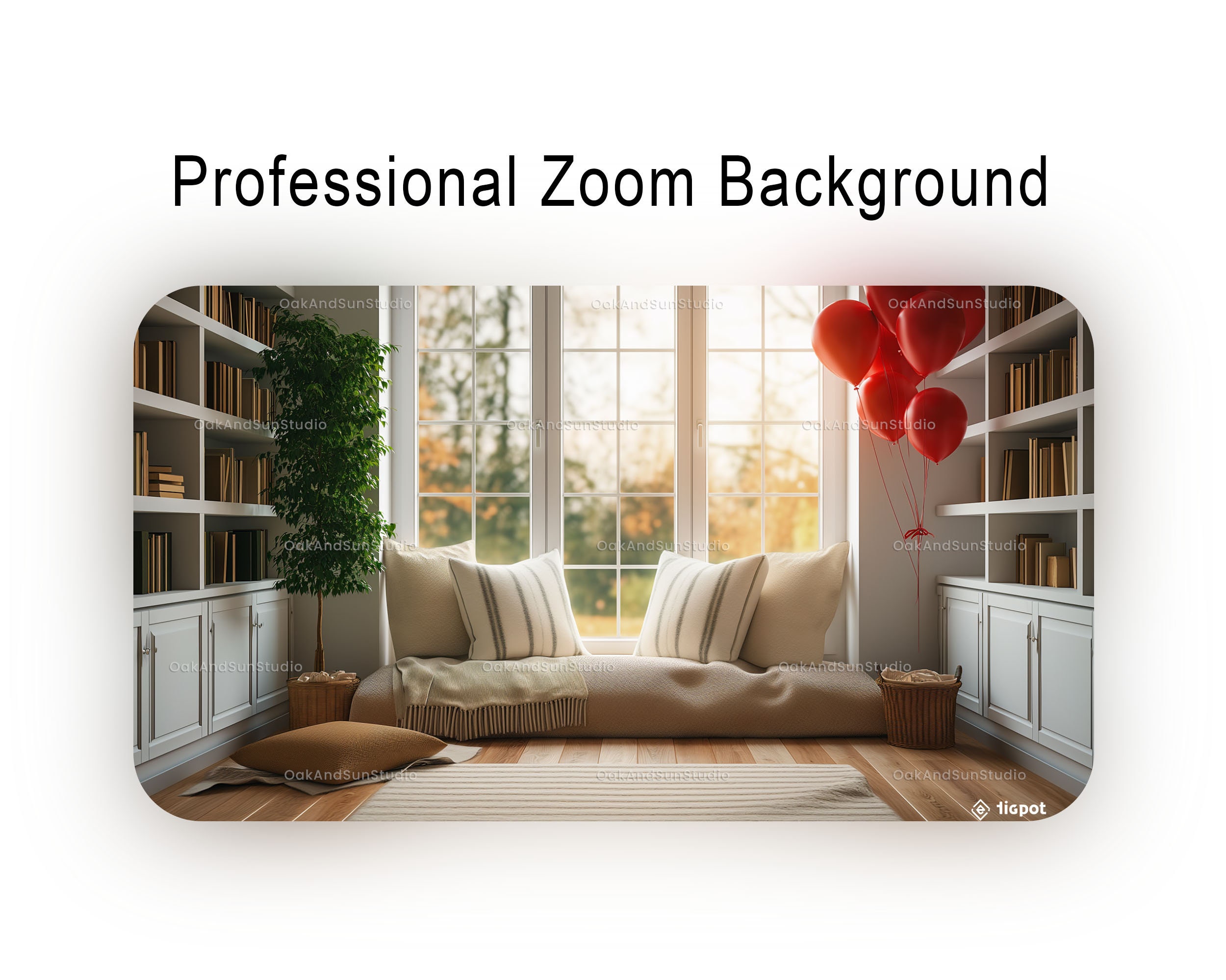 Zoom Background Bookshelf | Window Seat | Reading Corner | Bookcase ...