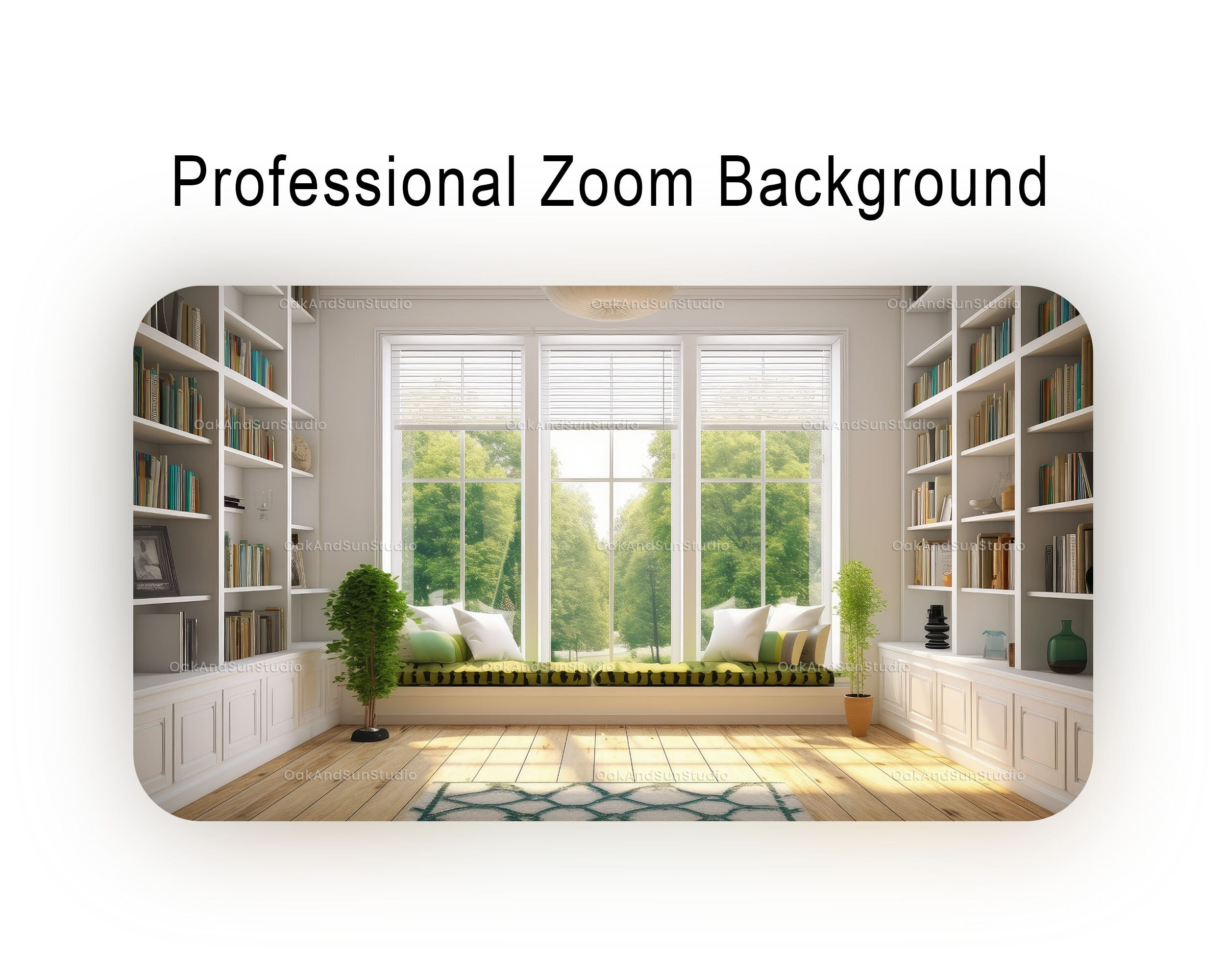 Zoom Background Bookshelf | Window Seat | Reading Corner | Bookcase ...