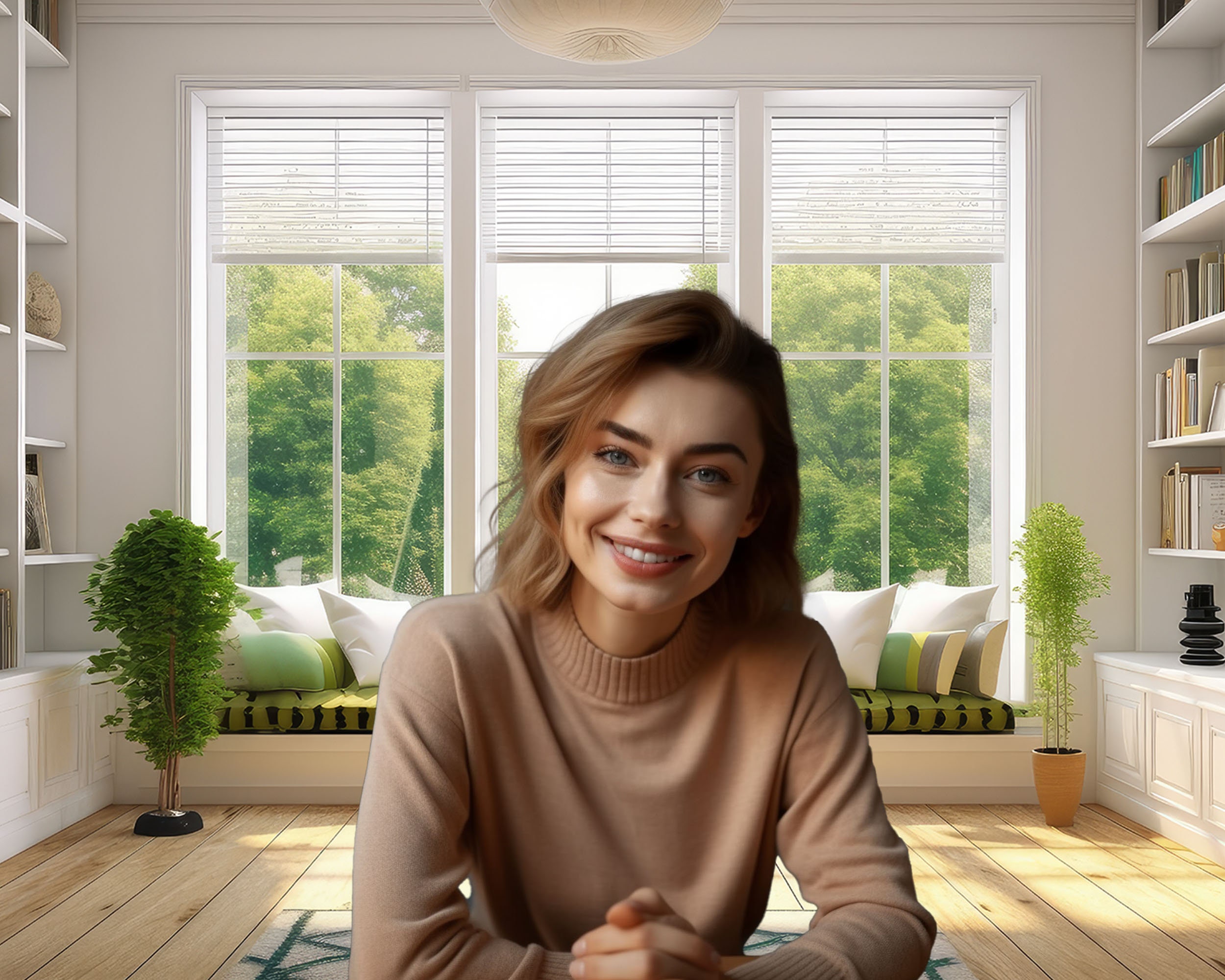 Zoom Background Bookshelf | Window Seat | Reading Corner | Bookcase ...