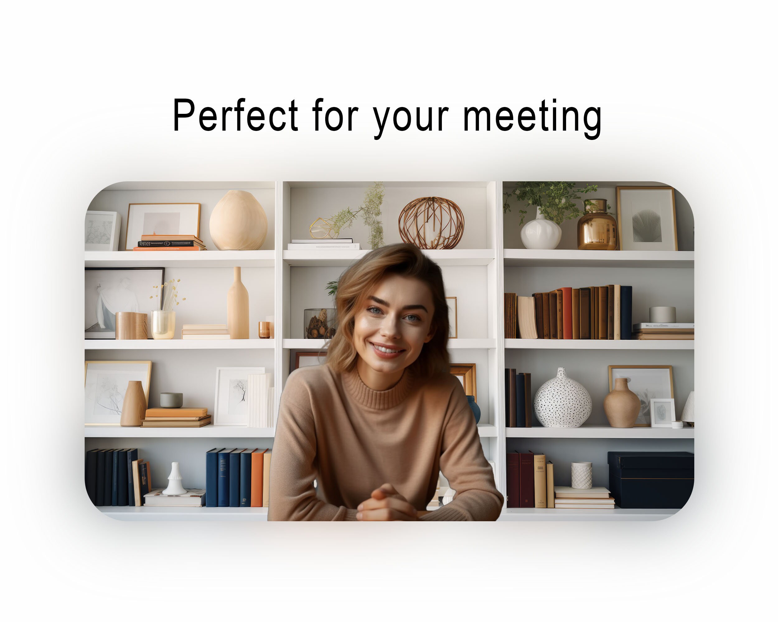 Zoom Background Bookshelf | White Bookshelf With Books and Souvenirs ...