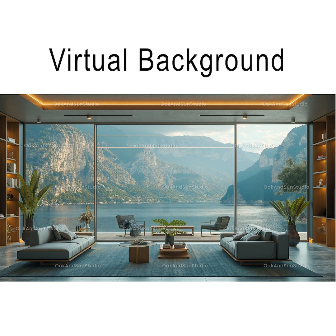 Realistic Virtual Background of Office With Sea and Mountains View ...