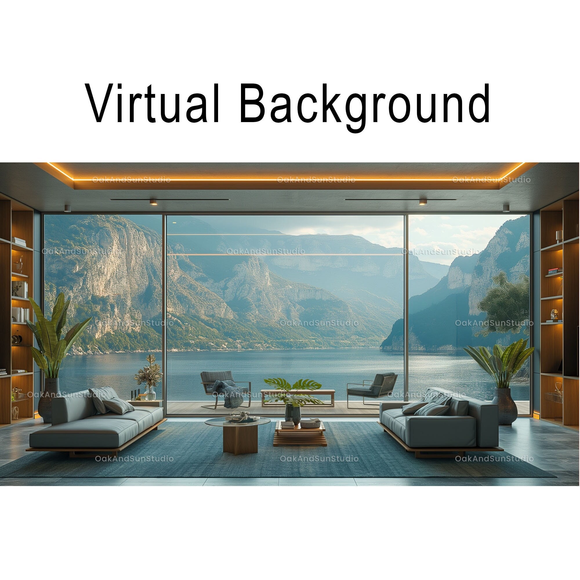 Realistic Virtual Background of Office With Sea and Mountains View ...