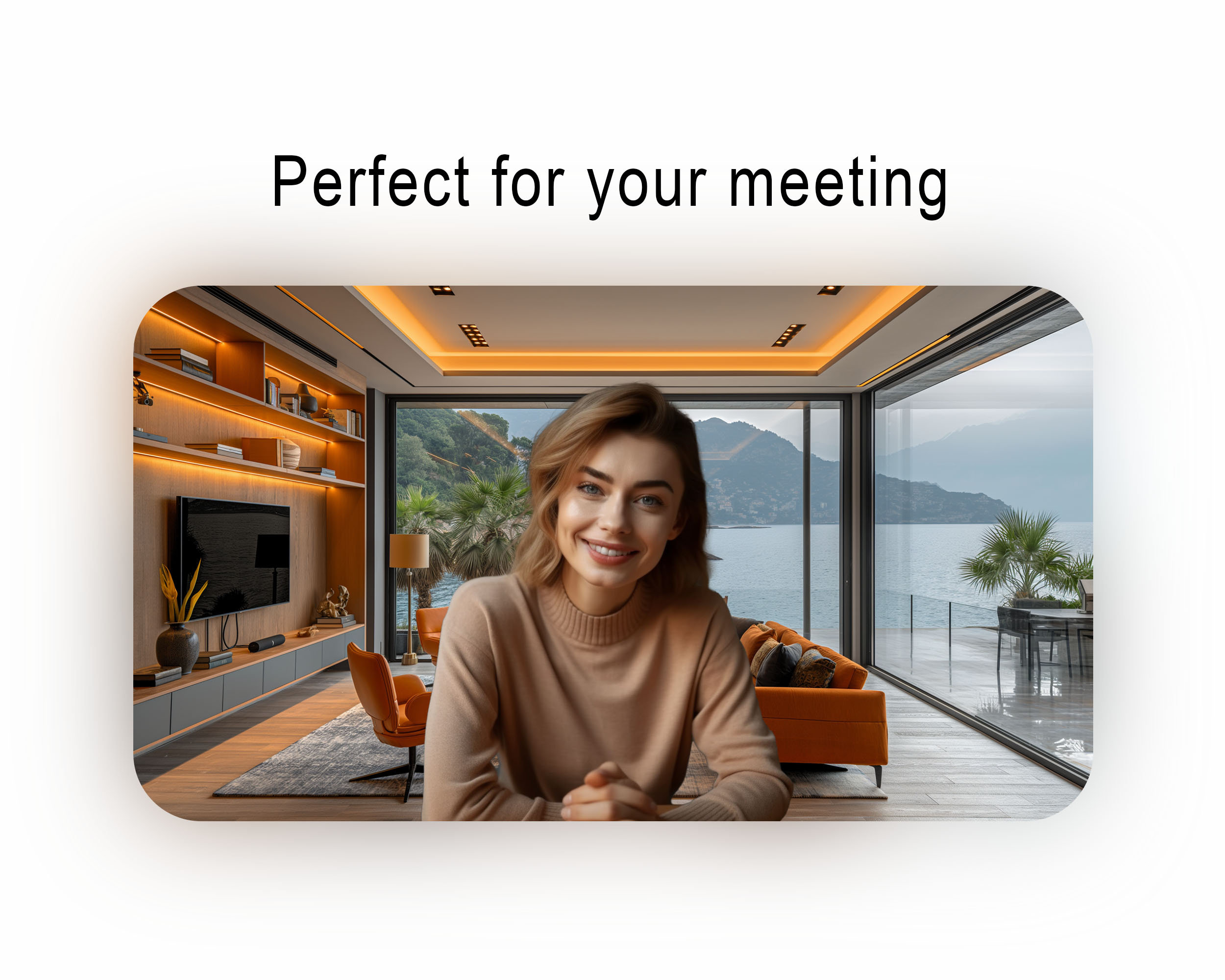 Realistic Virtual Background of Office With Sea and Mountains View ...