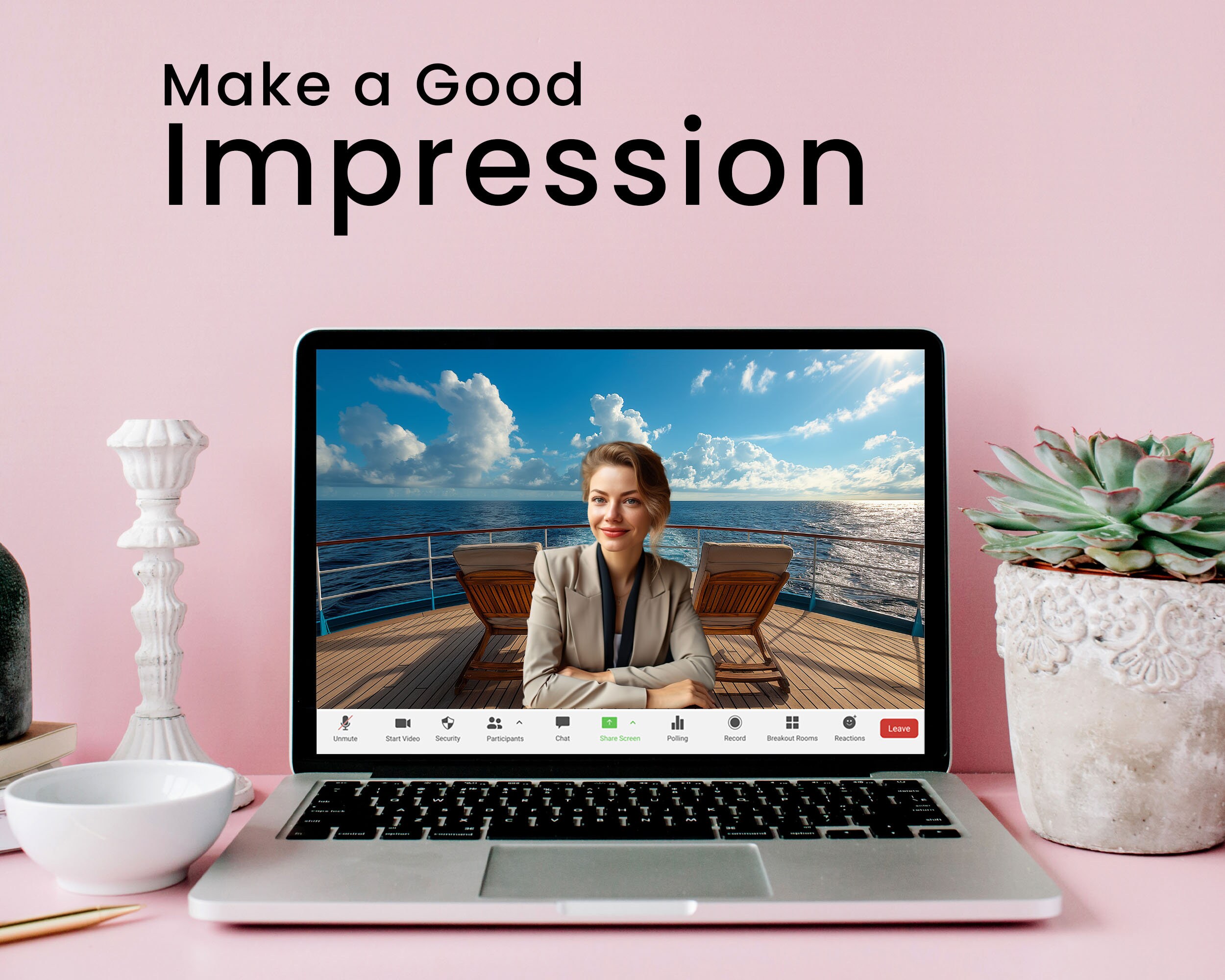 Zoom Background | Deck of Cruise Ship in the Ocean | Zoom Virtual ...