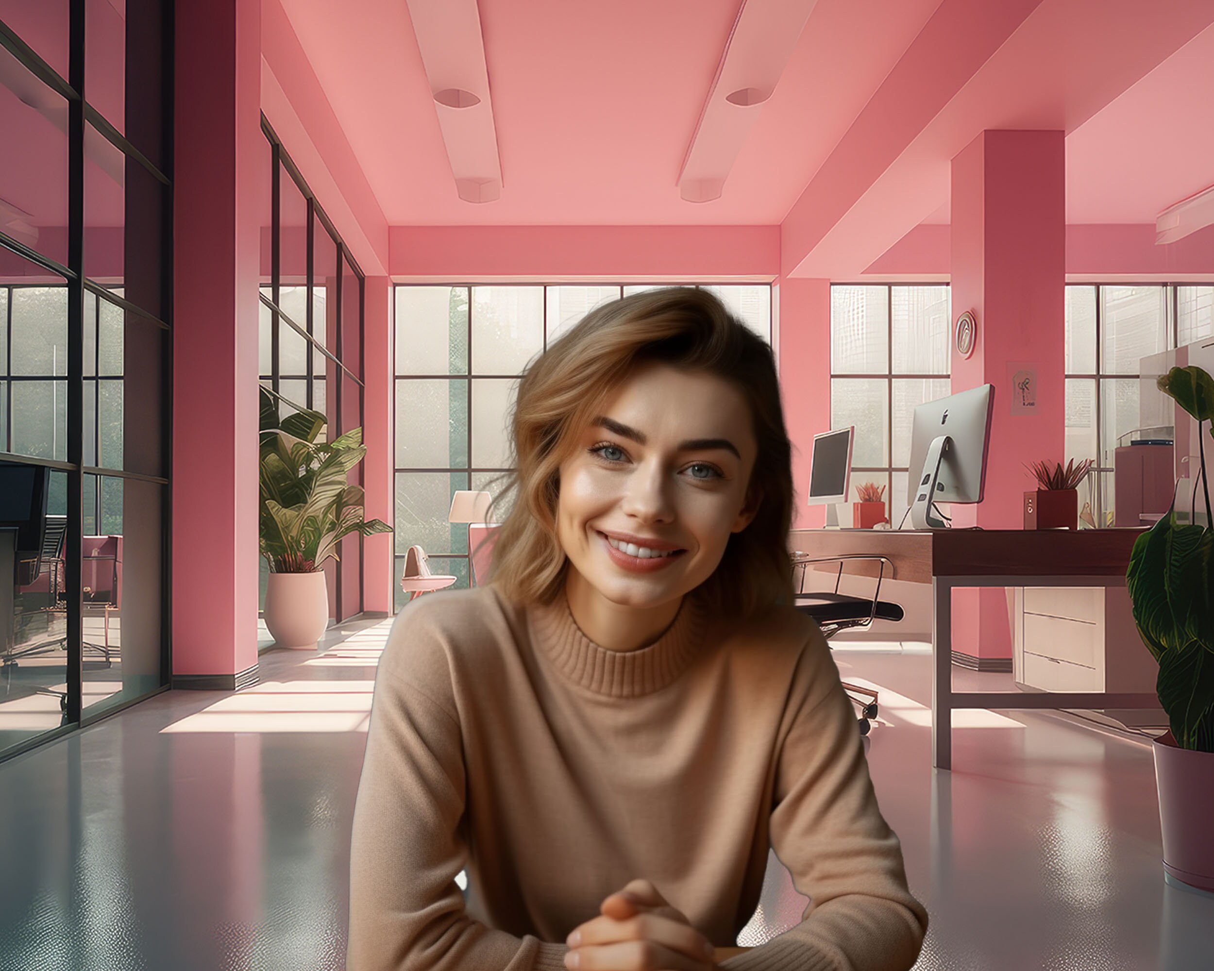 Virtual Background + 2 Gifts | Pink Office Barbie Style | Suitable for ...