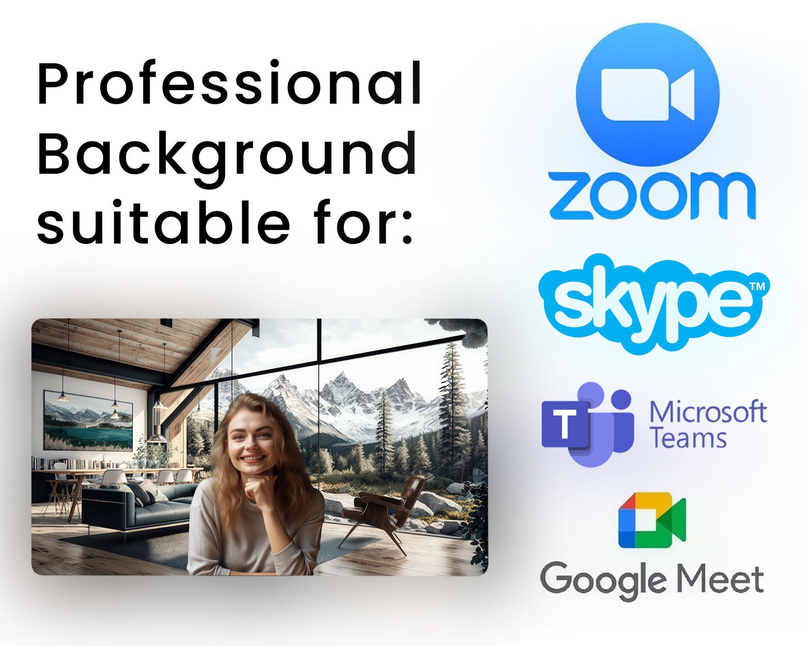 6 Pack | Cozy Cabin Chalet | Zoom Backgrounds | Mountains | Teams ...