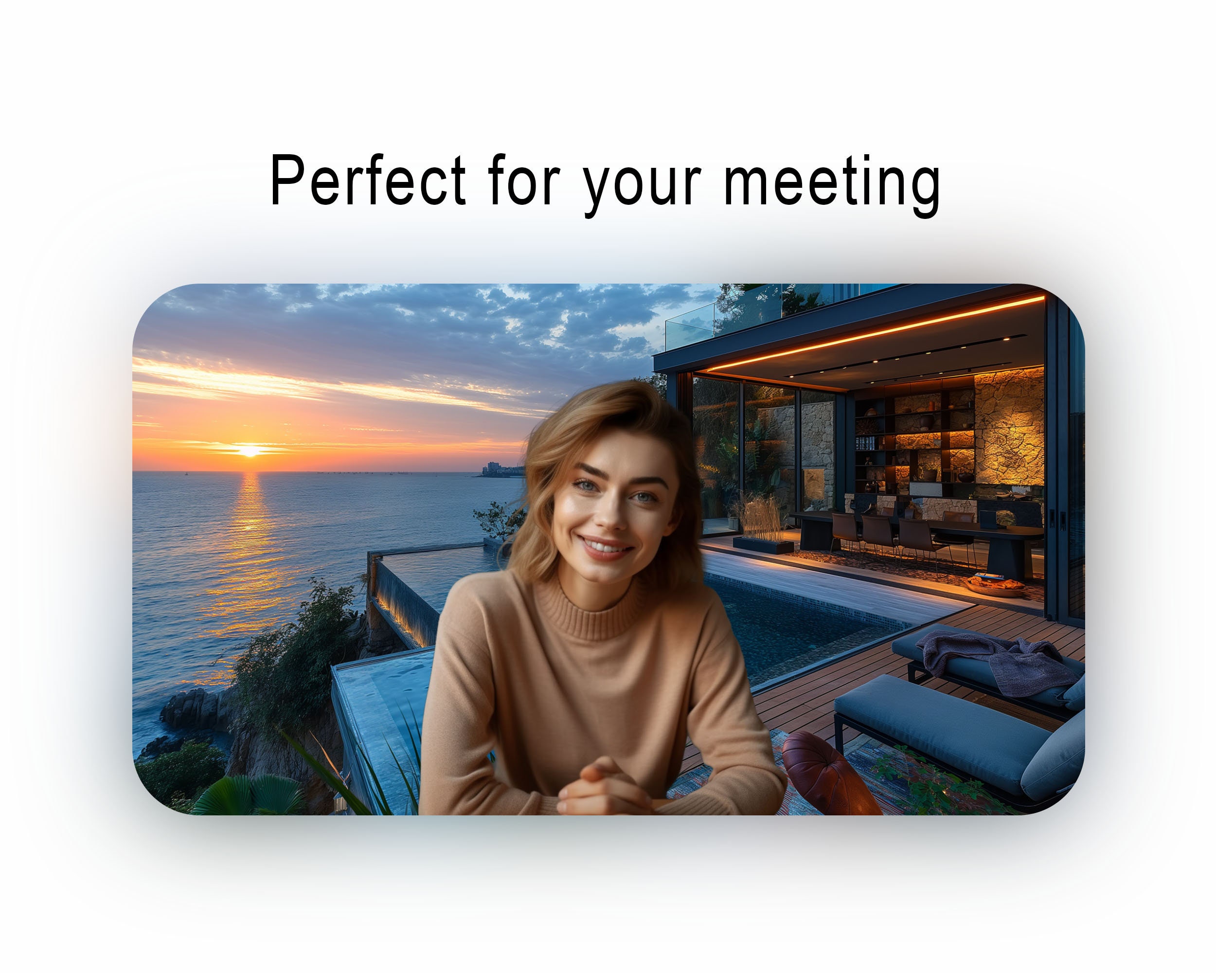 Realistic Virtual Background of Infinity Pool With Sunset in Bali ...