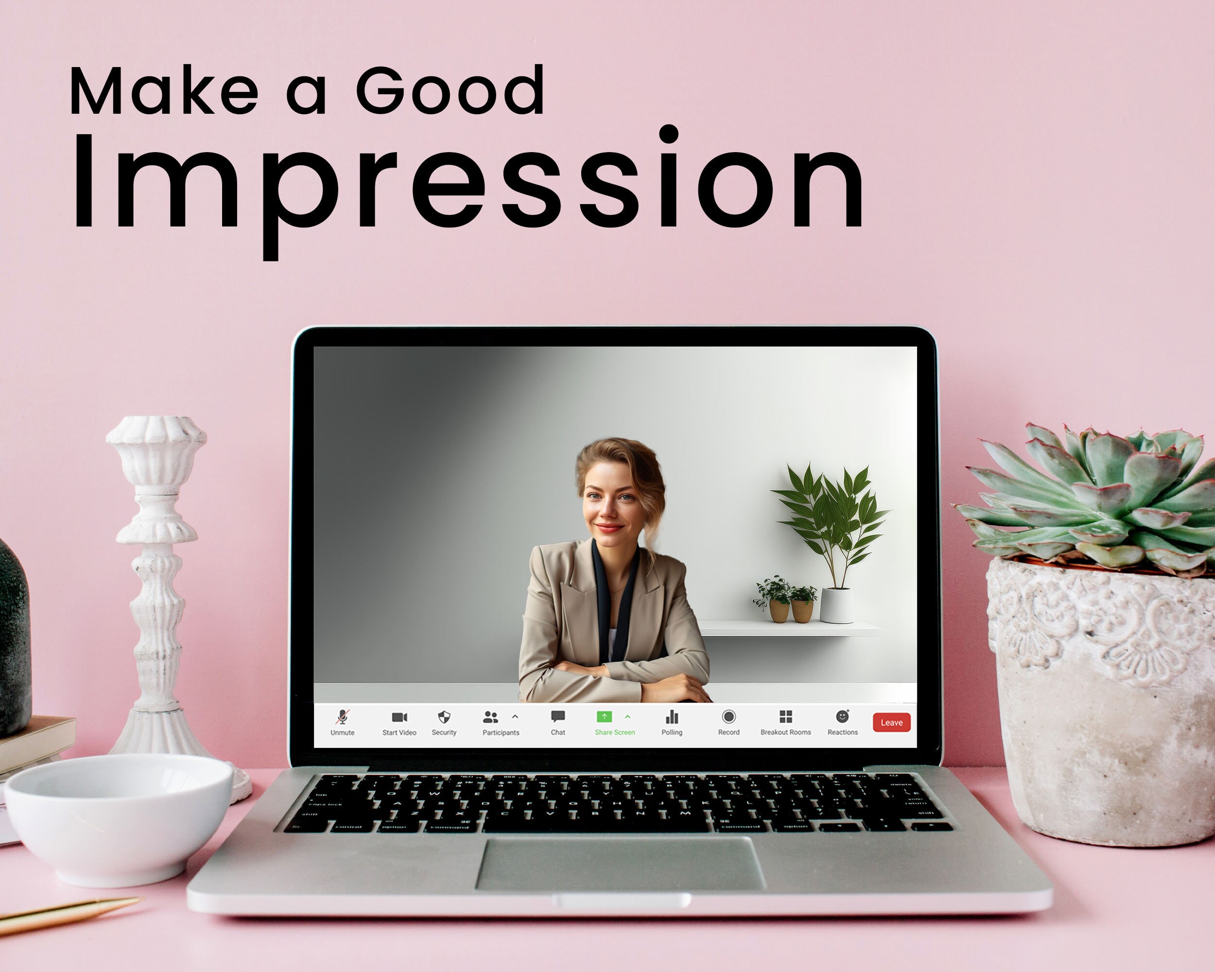 Realistic Virtual Background of Minimalistic Wall With a Plant ...