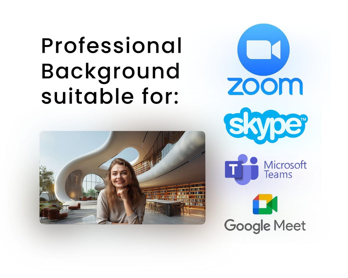 Modern Library Background | Office Virtual Wallpaper | Teams Background ...