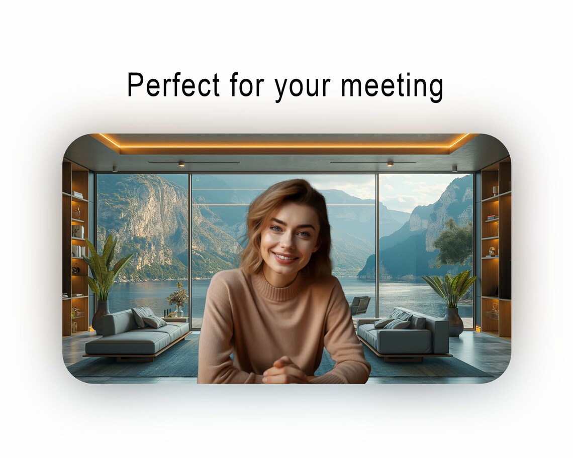 Realistic Virtual Background of Office With Sea and Mountains View ...